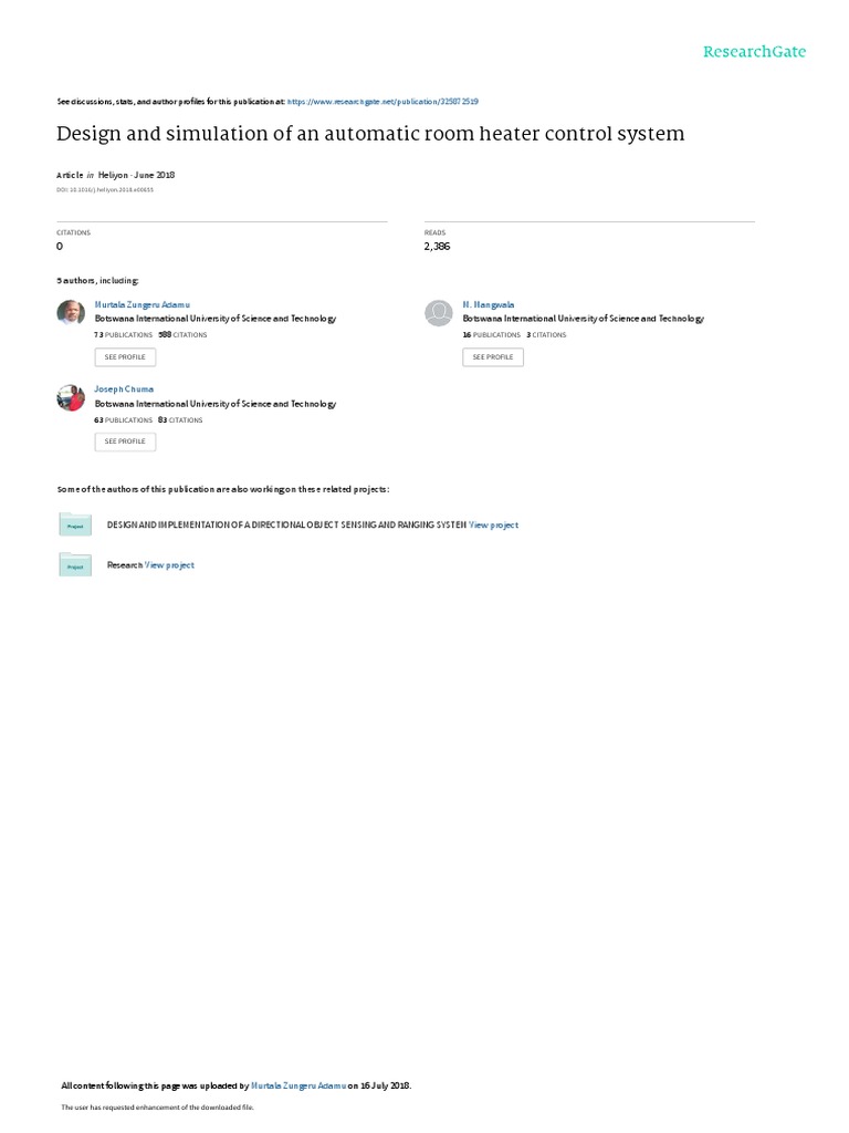 Design and Simulation of An Automatic Room Heater Control System | PDF ...