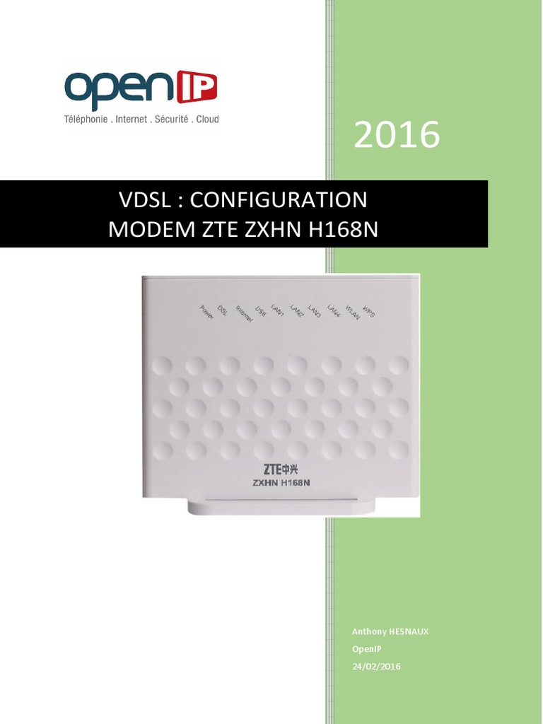 Configuration Modem VDSL ZTE H168N | PDF | Wi-Fi | Standards de réseaux