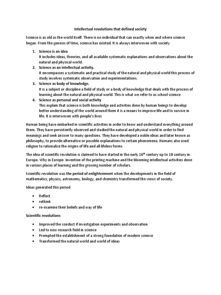 Intellectual Revolutions That Defined Society | PDF | Scientific ...