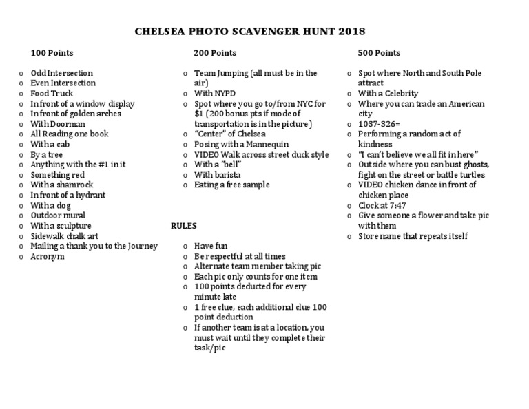 Photo Scavenger Hunt | PDF | Leisure