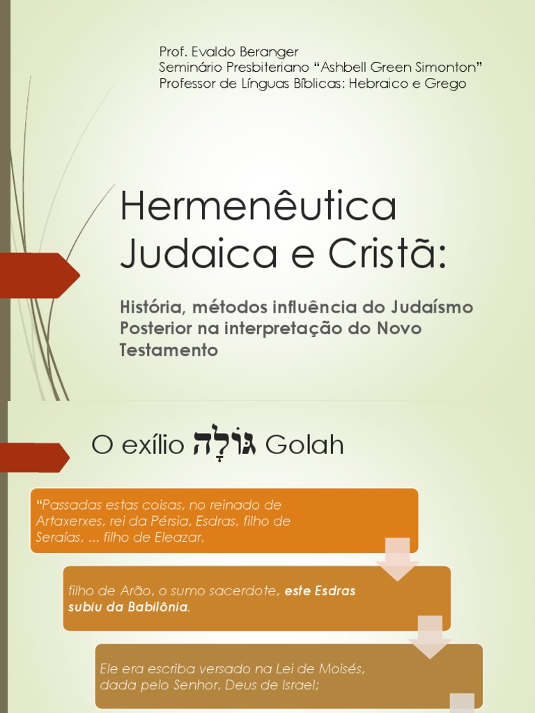 Hermêutica Judaica e Cristã - Hebraicando UERJ - Prof Evaldo Beranger PDF | PDF | Talmude | Judaísmo