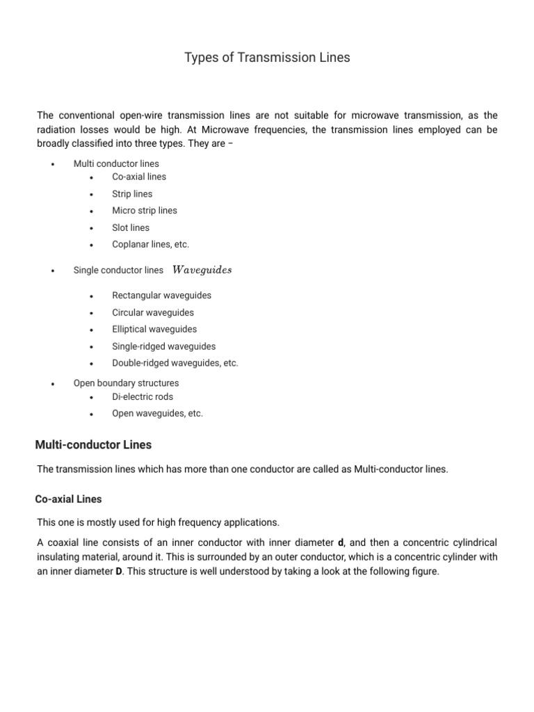 Types of Transmission Lines - Tutorialspoint | PDF | Coaxial Cable ...