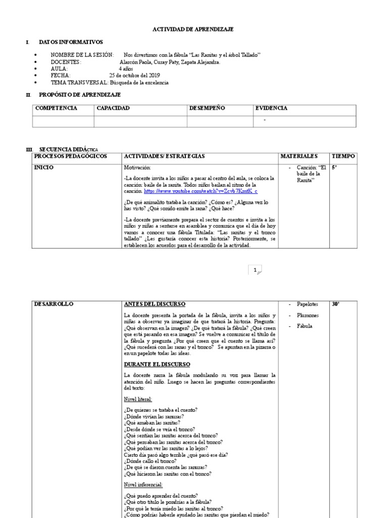 Formato Sesion de Aprendizaje Inicial | PDF | Aprendizaje | Cognición