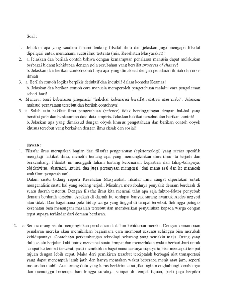 SOAL Filsafat Ilmu | PDF | Pengembangan Diri | Kesehatan Holistik