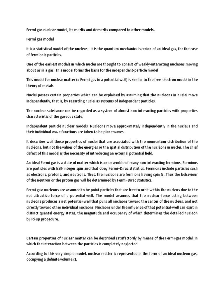 Nuclear Chemistry-Fermi Gas Model | PDF | Atomic Nucleus | Neutron