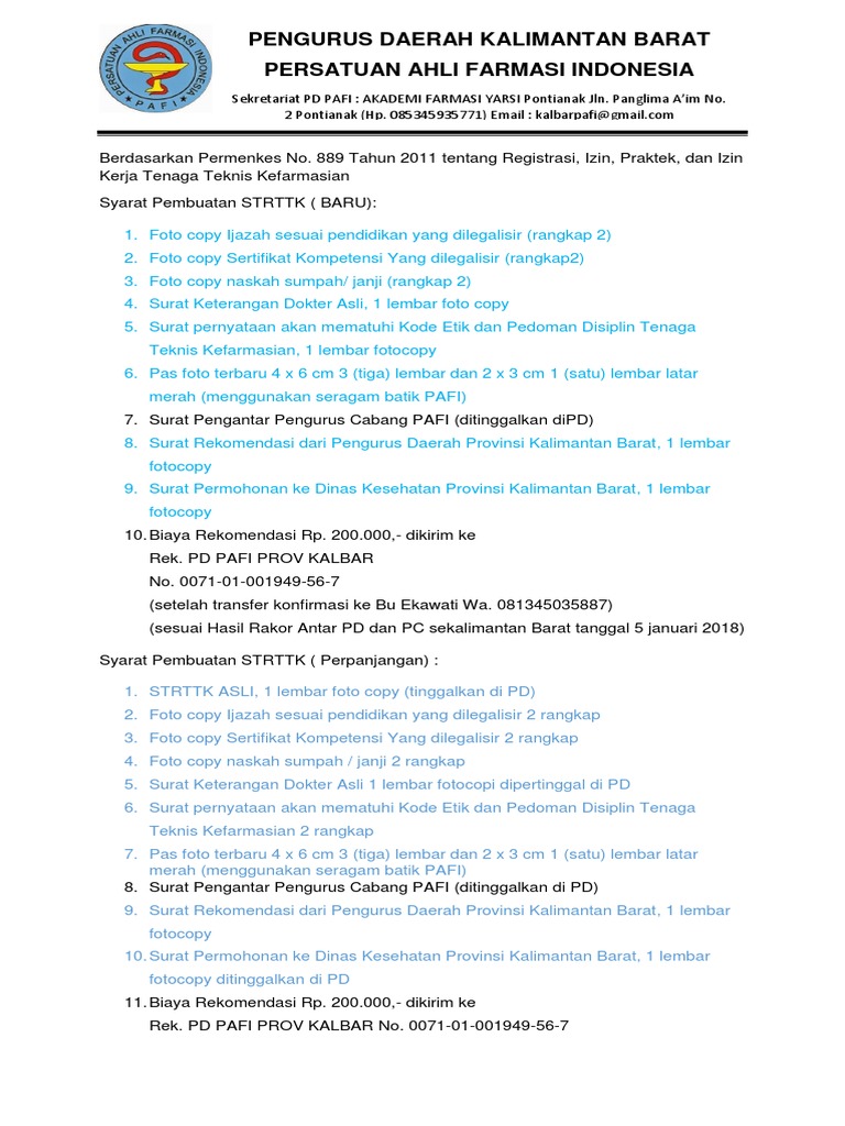 Syarat STRTTK Baru dan Perpanjangan | PDF
