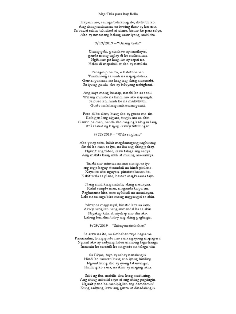 Mga Tula para Kay Bella | PDF