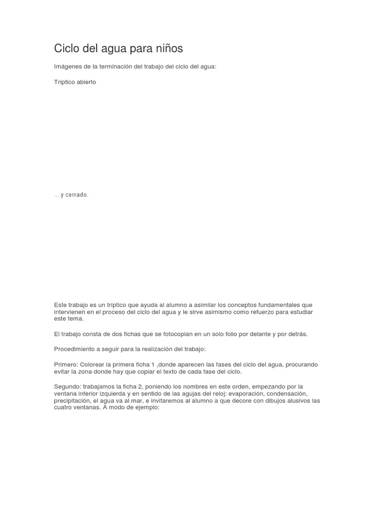 Tríptico del Ciclo del Agua para Niños | PDF | El ciclo del agua | Nube