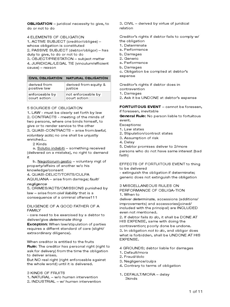 Oblicon Summary | PDF | Law Of Obligations | Offer And Acceptance