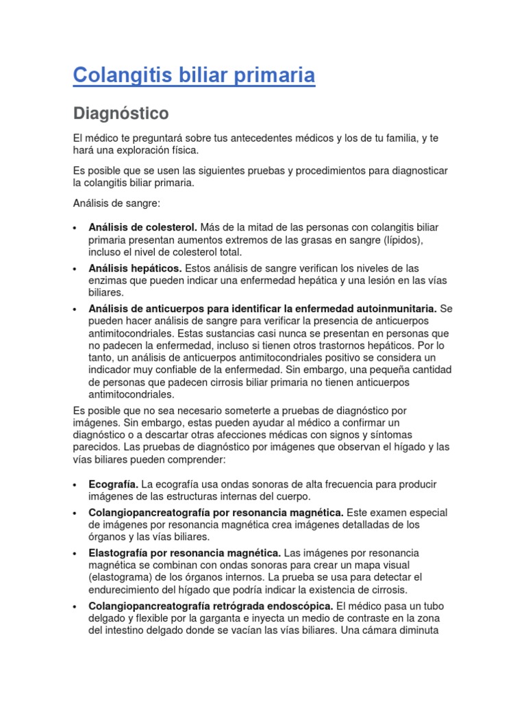 Colangitis Biliar Primaria | PDF | Cirrosis | Diagnostico medico