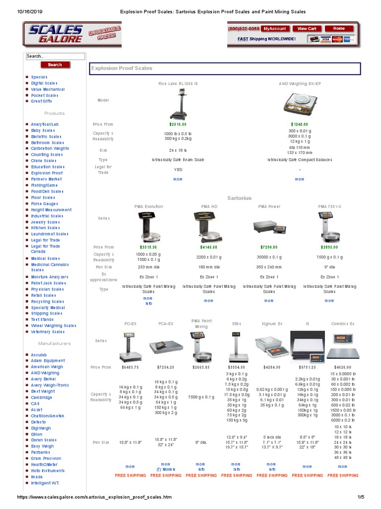 Explosion Proof Scales - Sartorius Explosion Proof Scales and Paint ...