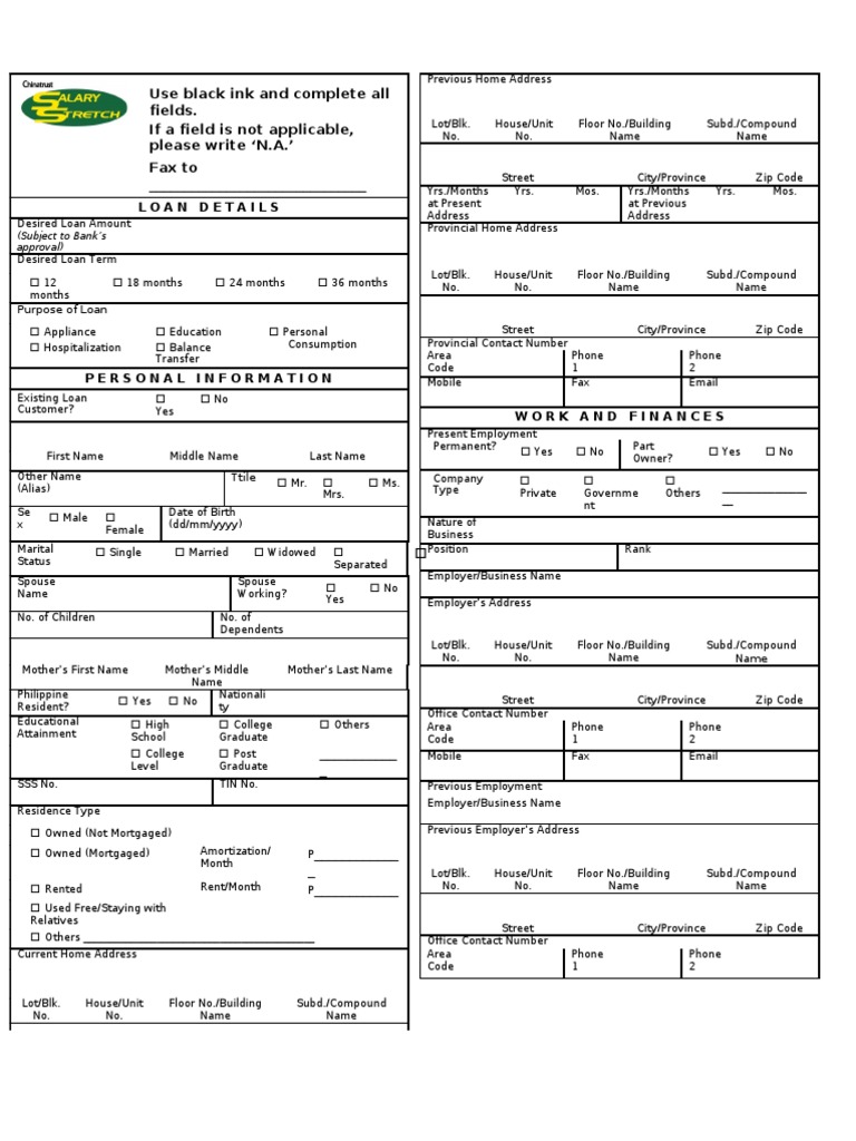 Chinatrust Bank Application Form | PDF | Credit Card | Loans