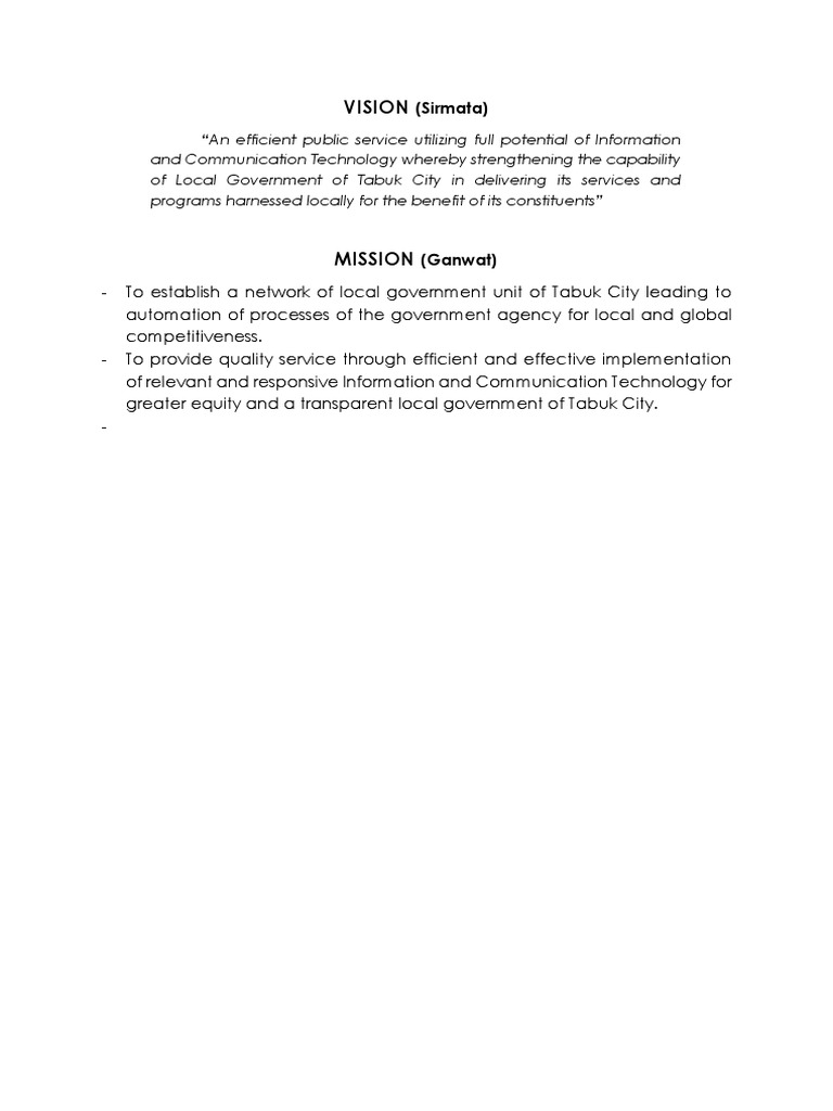 Sample ICT Vision and Mission | PDF