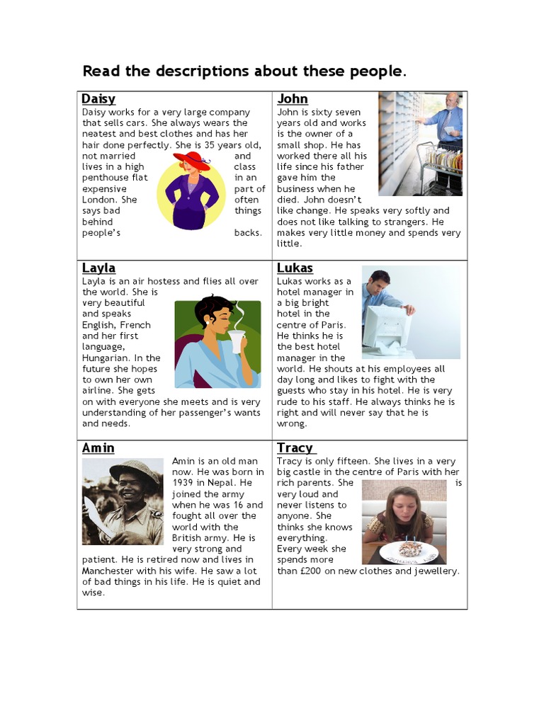 Reading and Describing People | PDF