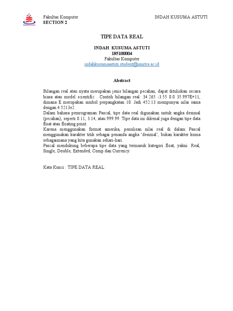 Struktur Data Tipe Data Real (Section 2) PDF | PDF