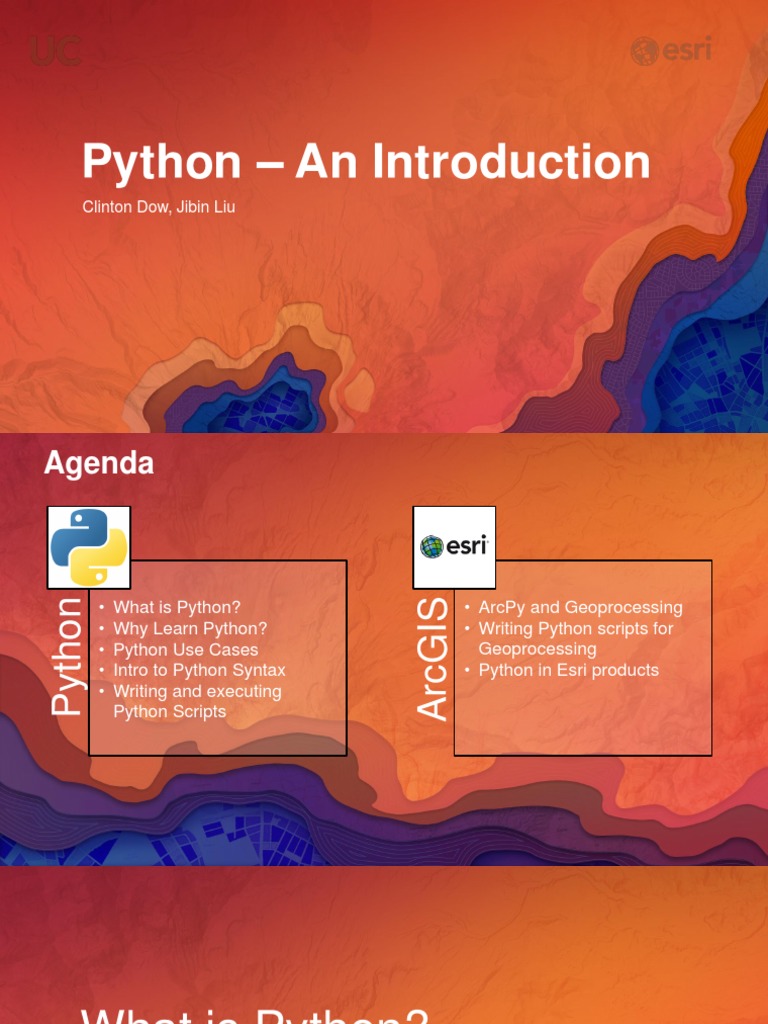 Python - Introduction | PDF | Arc Gis | Python (Programming Language) Python - Introduction | PDF | Arc Gis | Python (Programming Language)