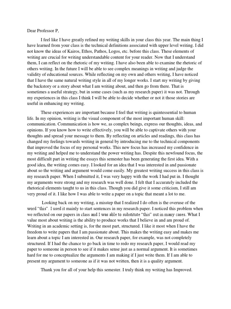Eng 102 Reflection Letter | PDF | Rhetoric | Semiotics