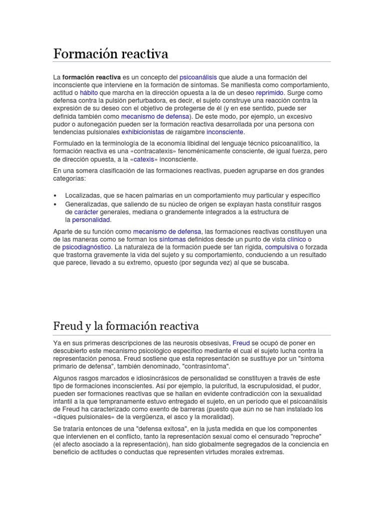 Formación Reactiva en Psicoanálisis | PDF | Salud mental | Sicología