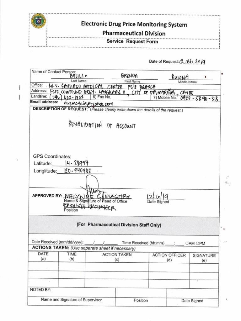 Edpms Service Request Form | PDF