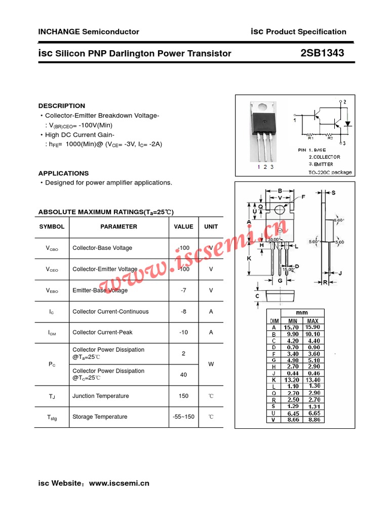2 SB 1343 | PDF | Bipolar Junction Transistor | Manufactured Goods
