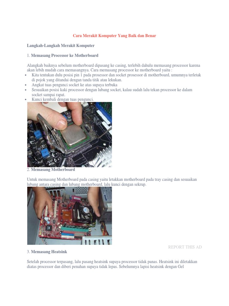 Cara Merakit Komputer Yang Baik Dan | PDF
