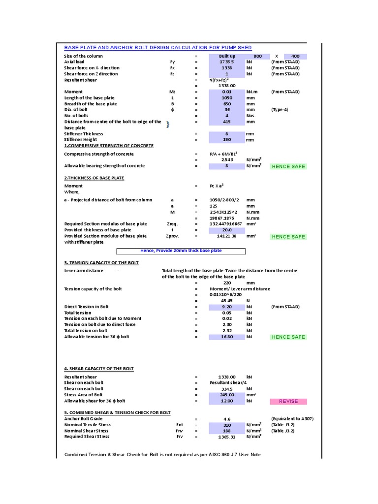 Base Plate | PDF | Microsoft Excel | Screw