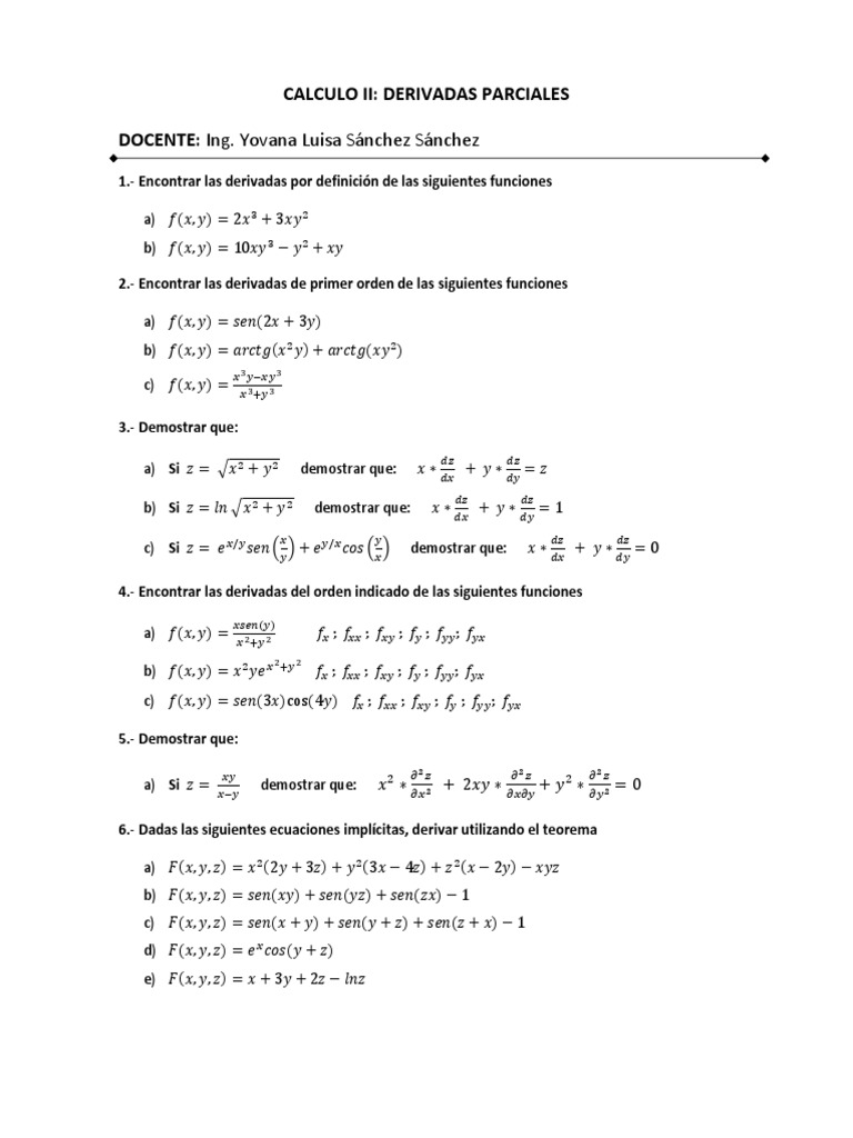 Practico Derivadas Parciales PDF | PDF