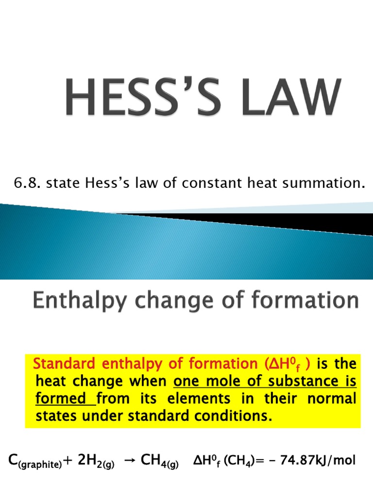 5.1. HESS'S LAW.ppt | Combustion | Enthalpy | Free 30-day Trial | Scribd