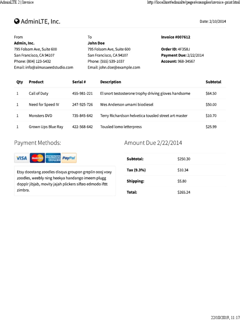 Invoice AdminLTE | PDF