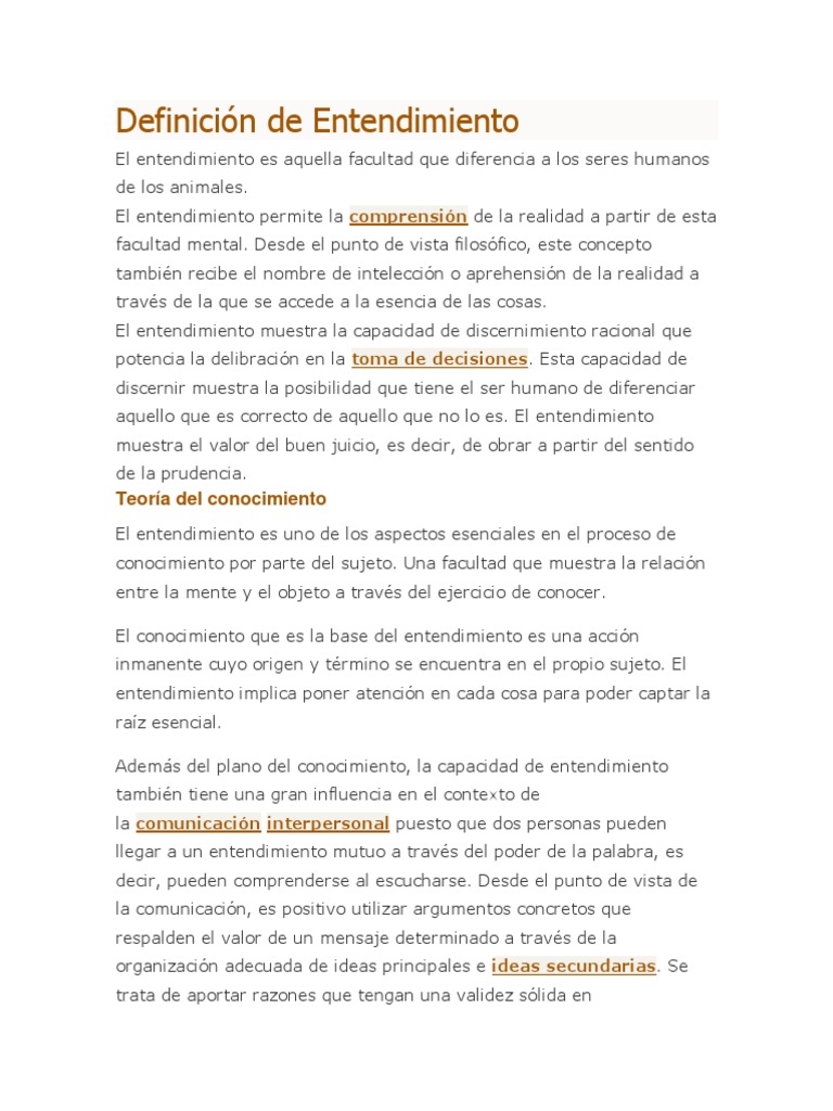Definición de Entendimiento | PDF | Comprensión | Realidad