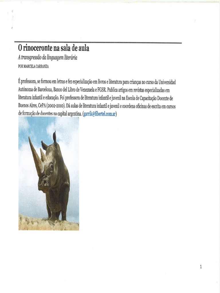Rinoceronte Sala de Aula Marcela Carranza | PDF