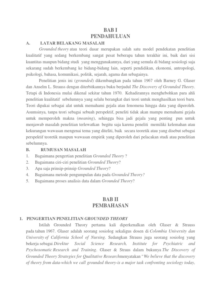 Pengertian dan Ciri Grounded Theory | PDF