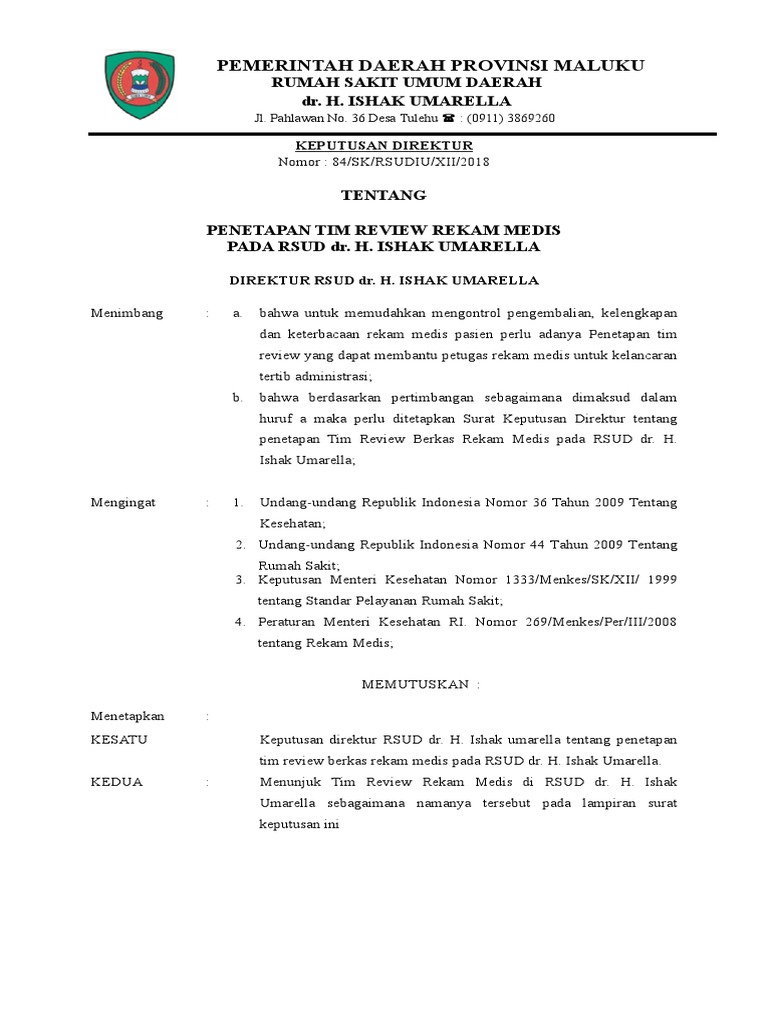 Mirm 13.4 Ep 1 Regulasi Tim Review Rekam Medis - Tulehu Baruuuuuuuuu | PDF