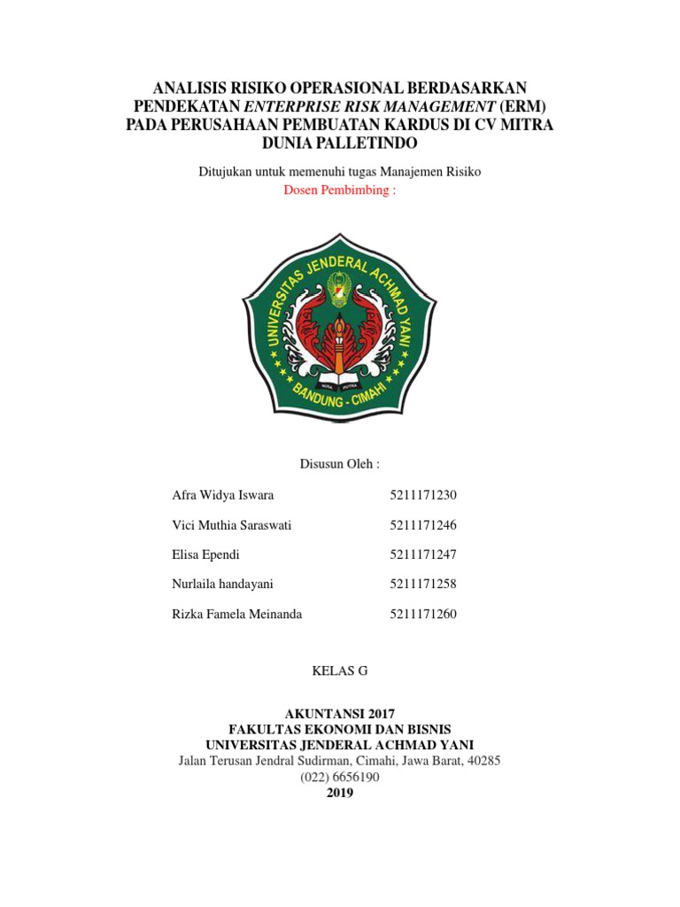 Analisis Risiko Operasional Berdasarkan Pendekatan Enterprise Risk ...