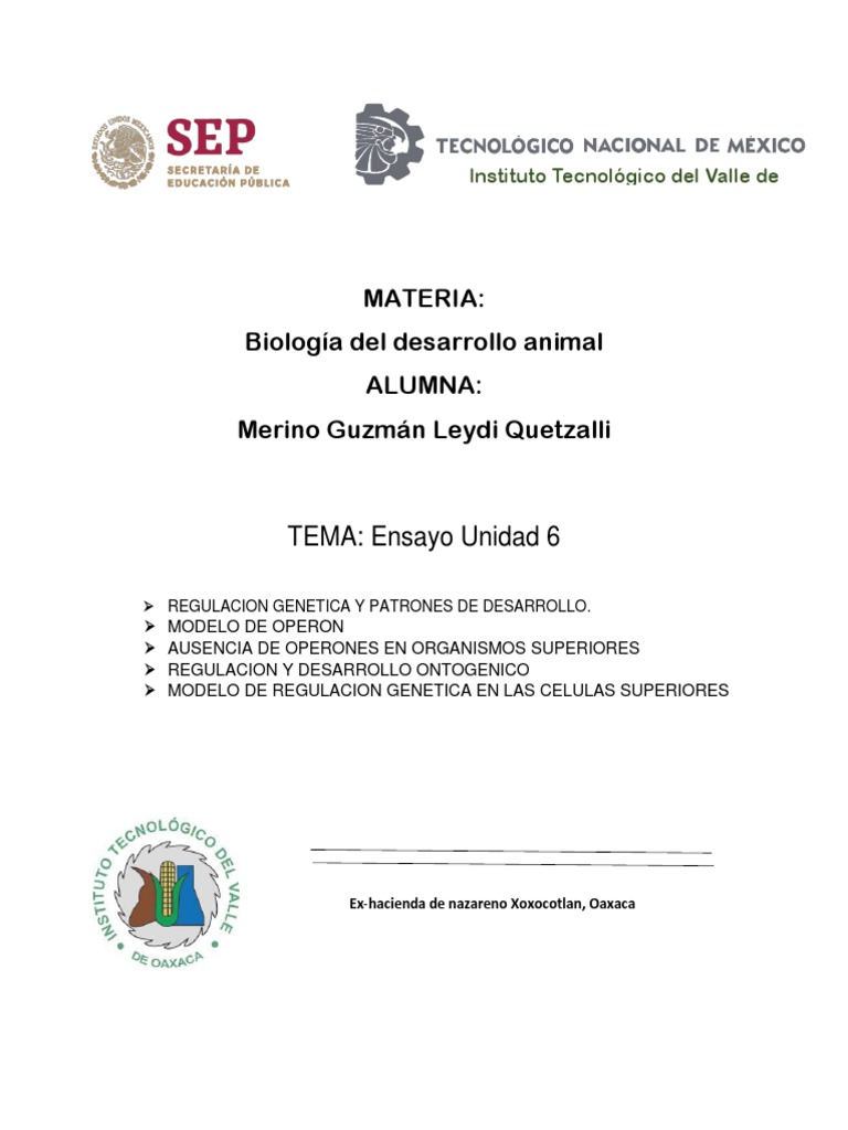 Ensayo Biologia Del Desarrollo Animal | PDF | La expresion genica | Operón