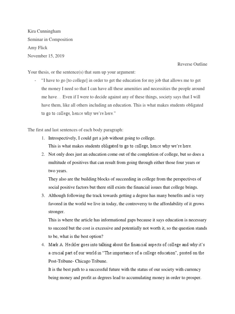 Essay 3 - Reverse Outline | PDF | Argument | Narrative