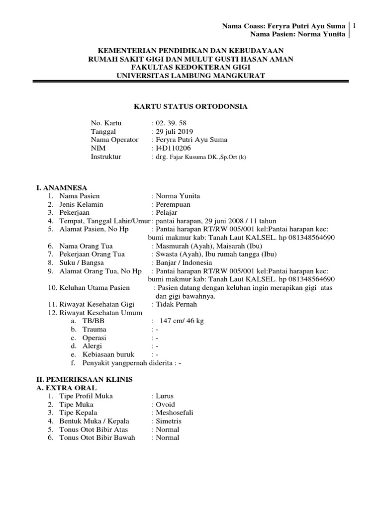 Aka Ortho PX Norma Yunita Ke 3 Feryra Edisi 1. | PDF