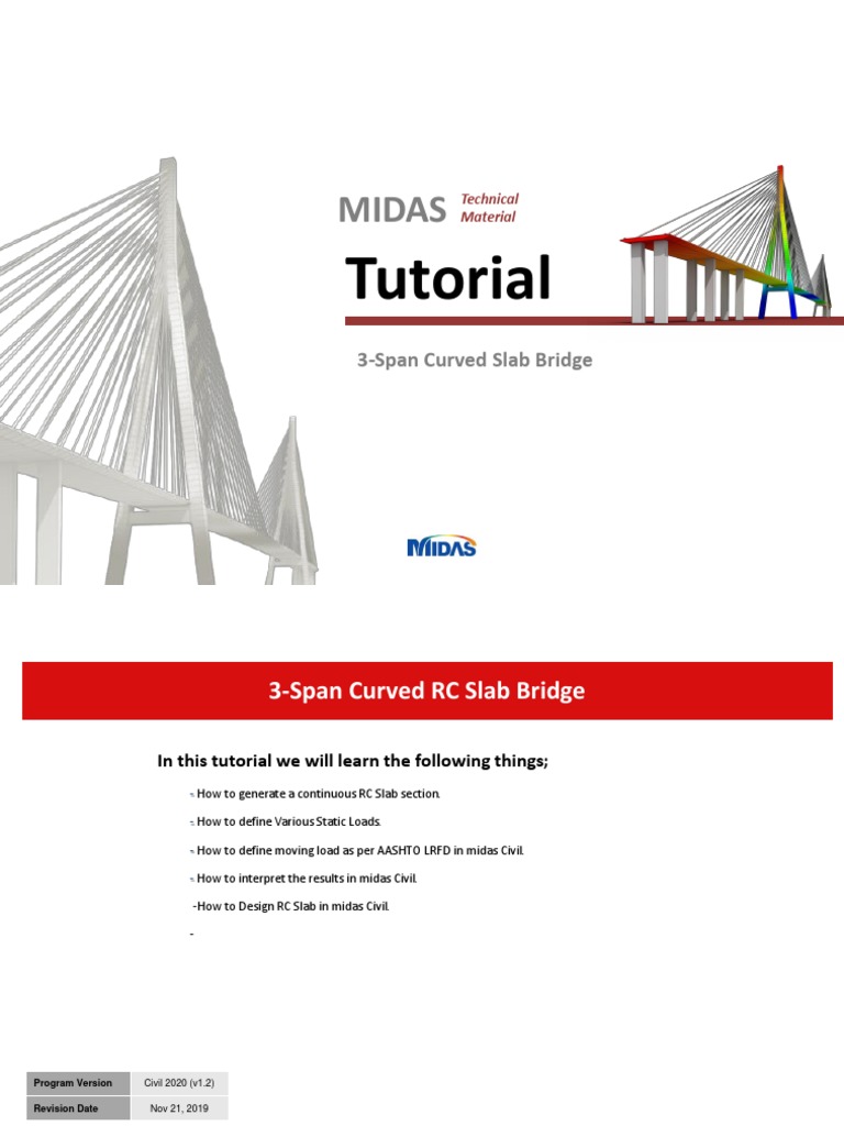 3-Span Curved RC Slab Bridge Tutorial | PDF | Bridge | Bending