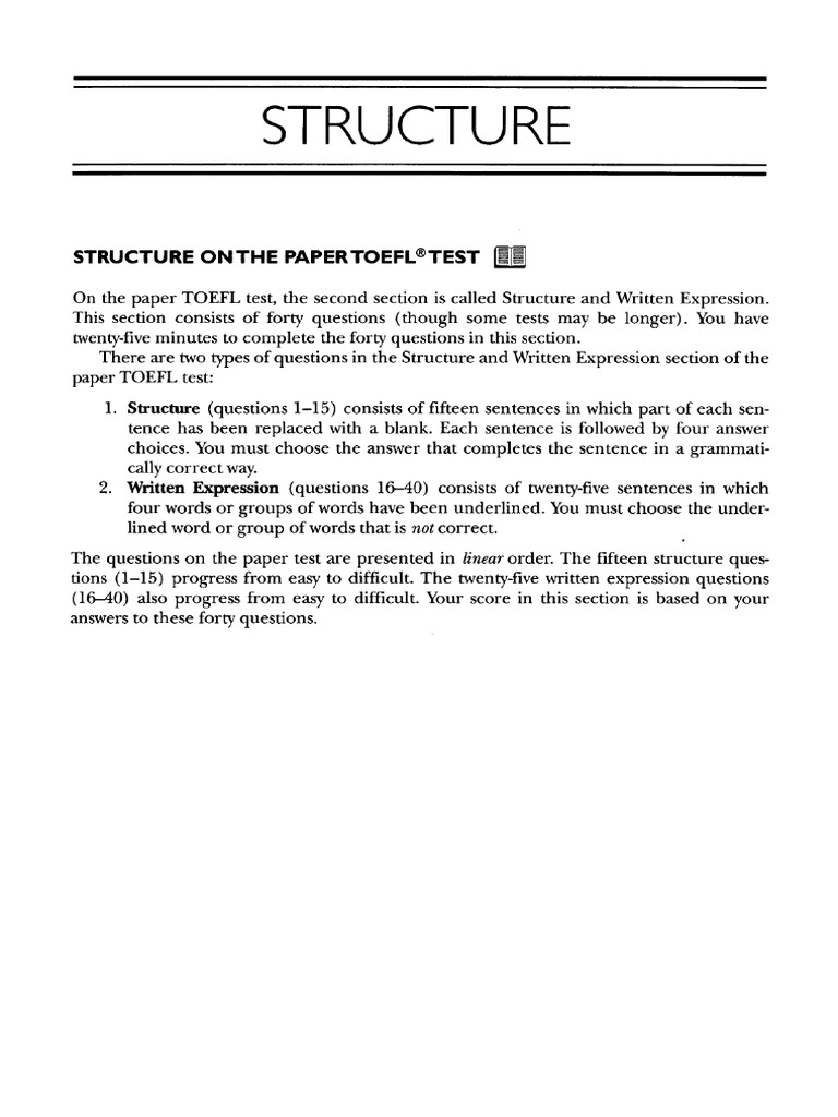 TOEFL Structure | PDF