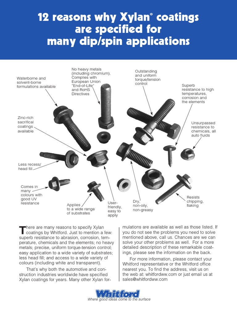 Xylan® Coatings Specified For DipSpin Applications | PDF | Screw ...