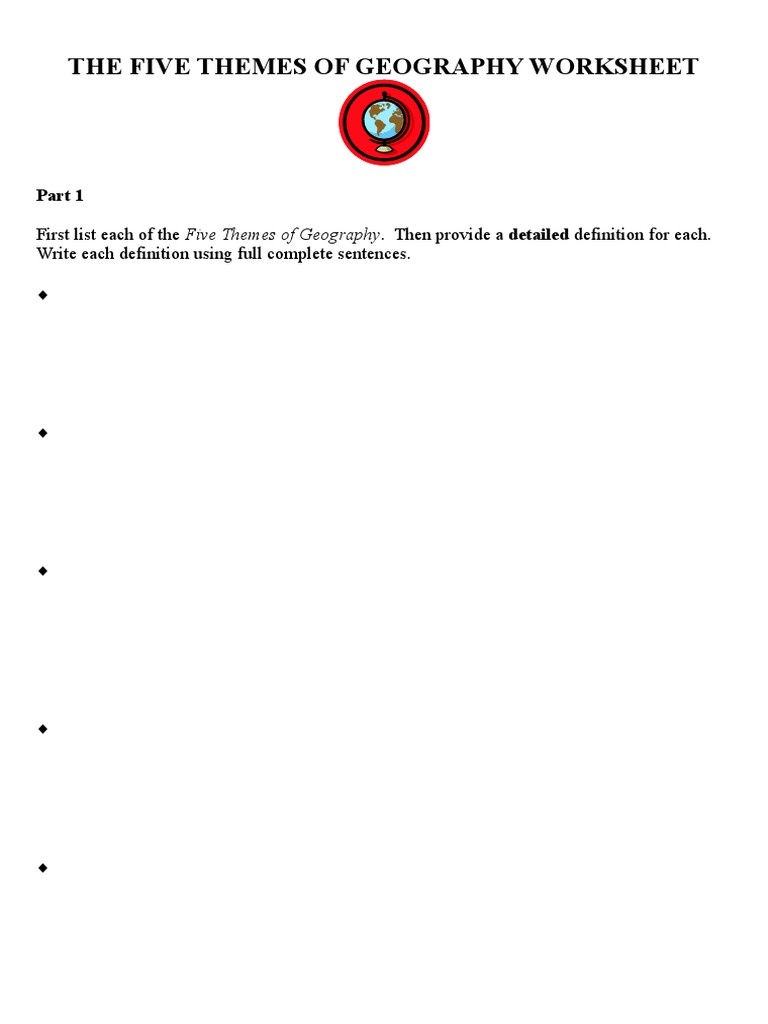 The Five Themes of Geography Worksheet | PDF | Geography | Nature