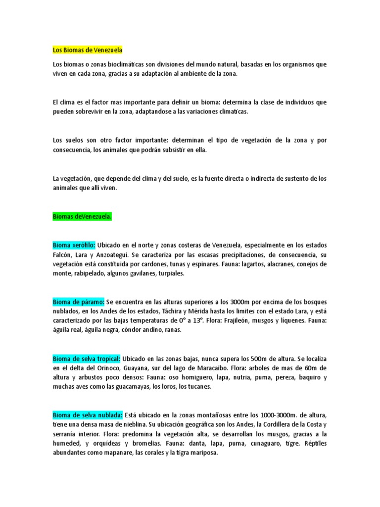 Los Biomas de Venezuela | PDF | Selva | Clima