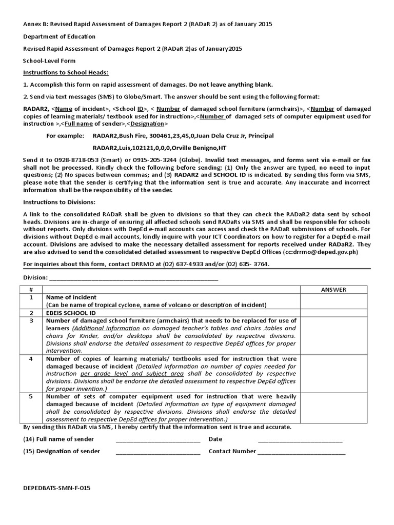 Revised Guidelines for Rapid Damage Assessment and Reporting of ...