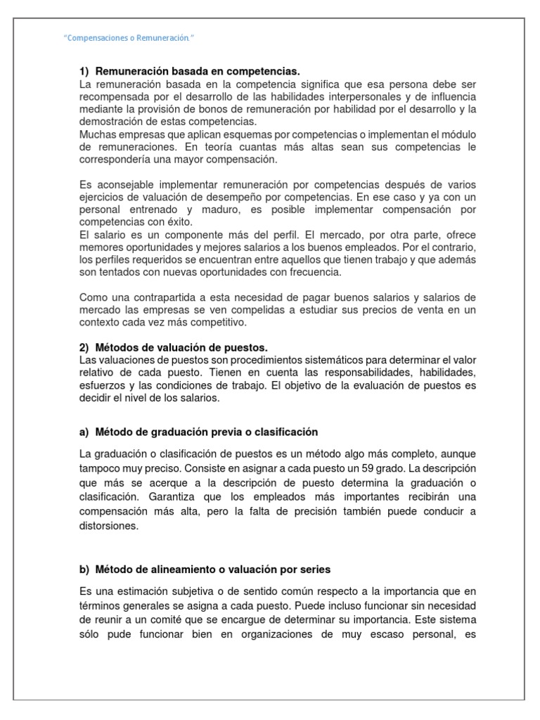 La Remuneración Basada en La Competencia Significa Que Esa Persona Debe ...