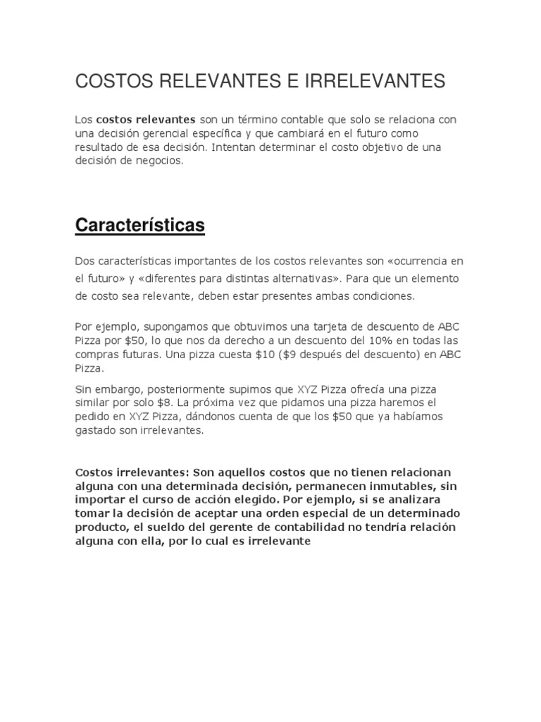 Costos Relevantes e | PDF