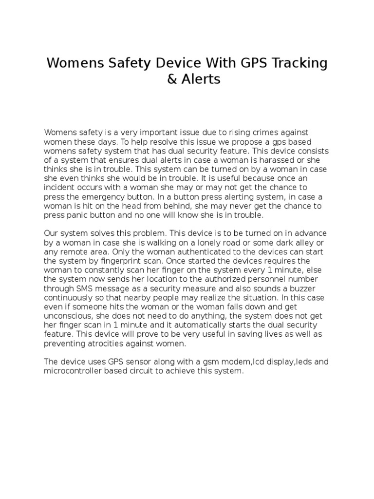 Women Safety Device With GPS Tracking | PDF