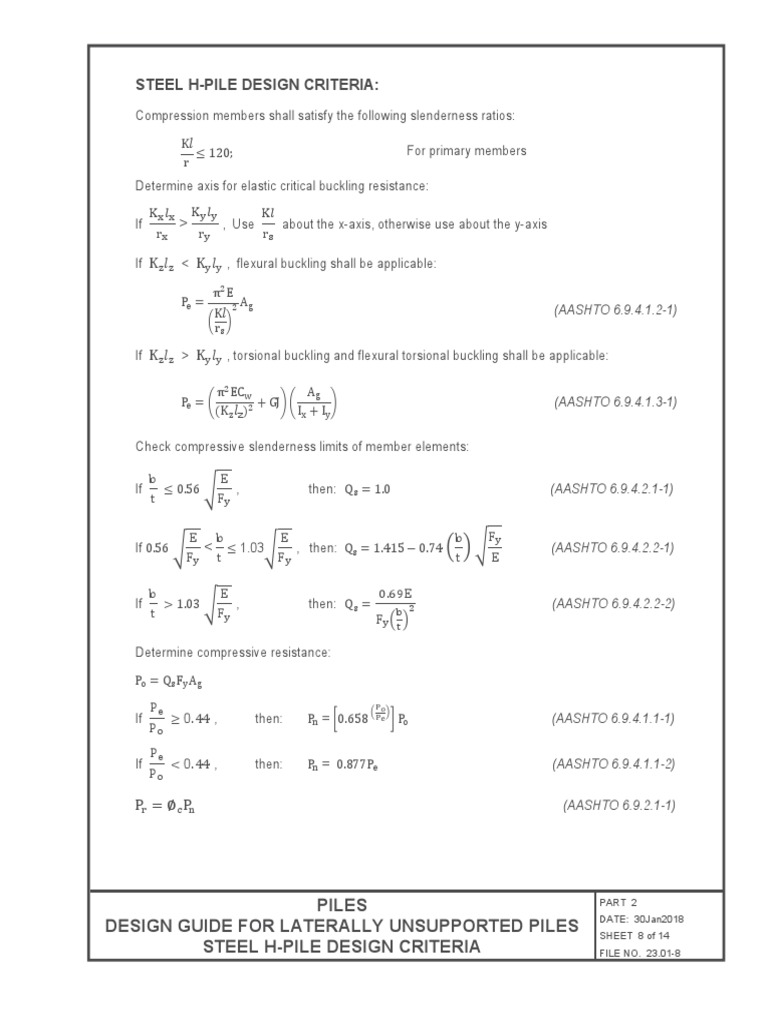 Steel H-Pile Design Criteria | PDF | Buckling | Solid Mechanics