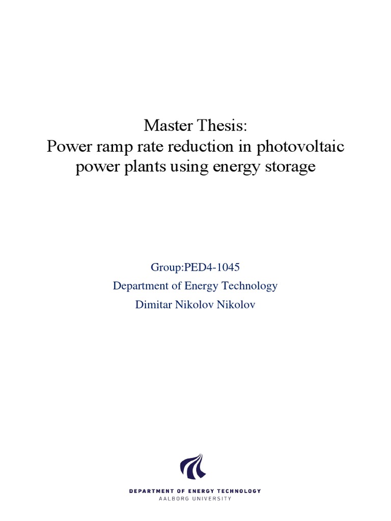 Power Ramp Rate Reduction in PV Using Energy Storage - Aal PDF | PDF ...