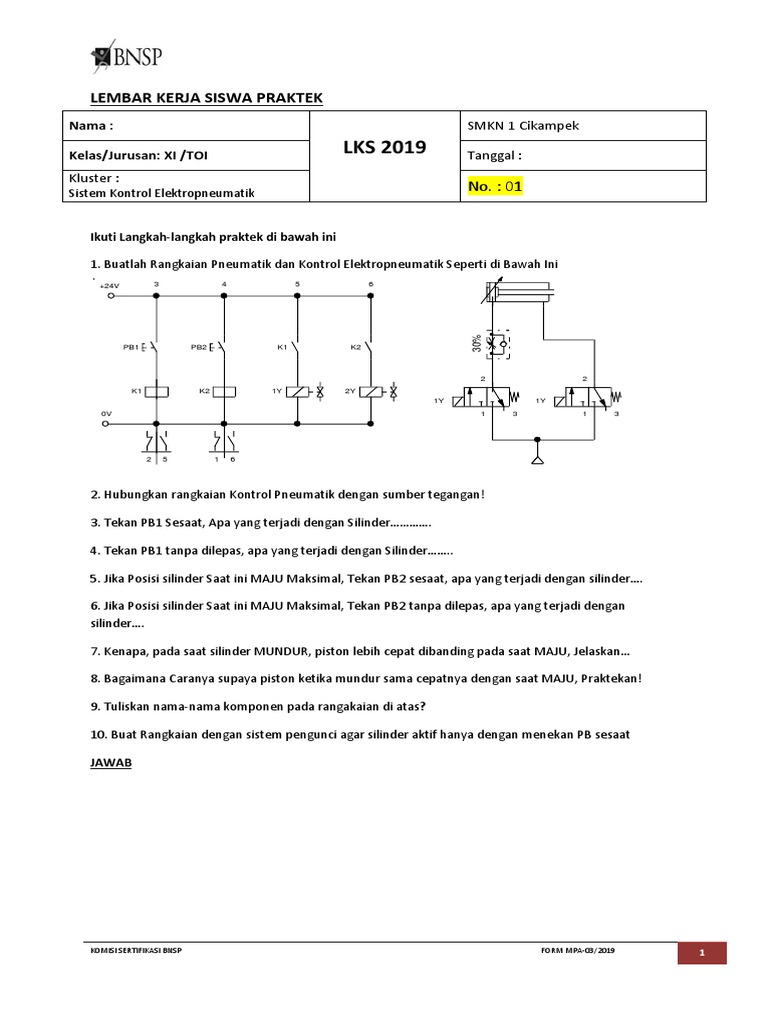 Jobsheet Elektropneumatik 1 | PDF