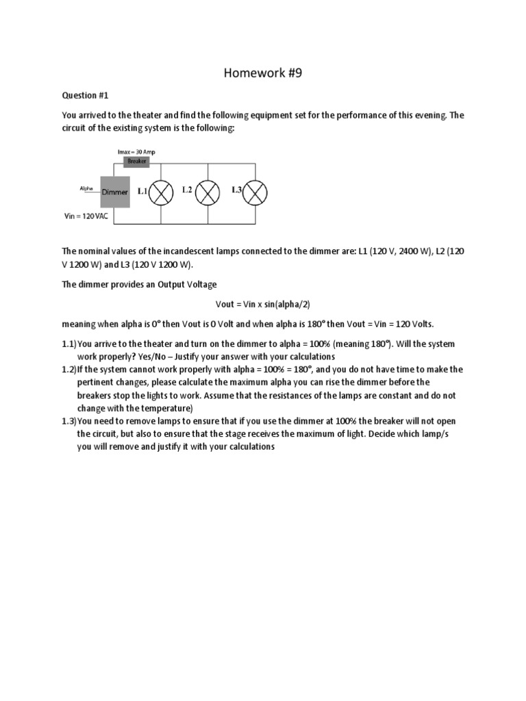 Homework #9 | PDF | Volt | Incandescent Light Bulb
